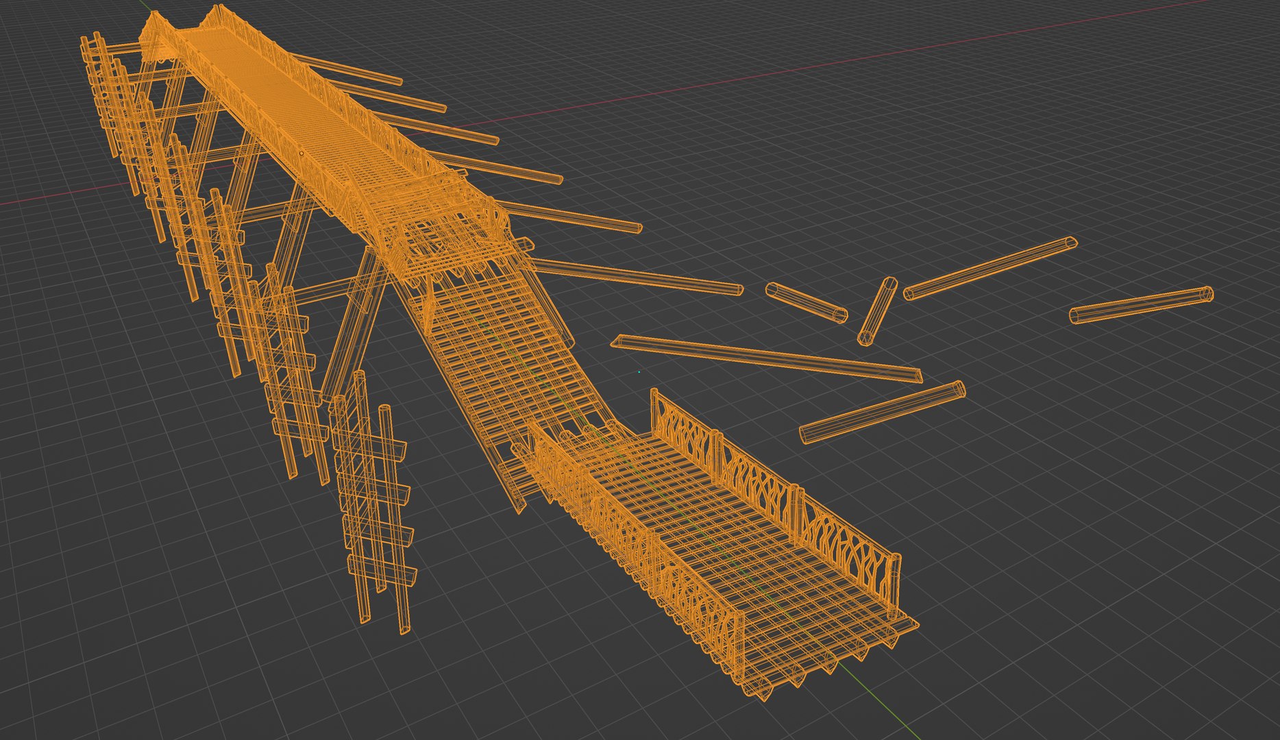 Wooden Broken Roman Bridge Model - TurboSquid 2240930
