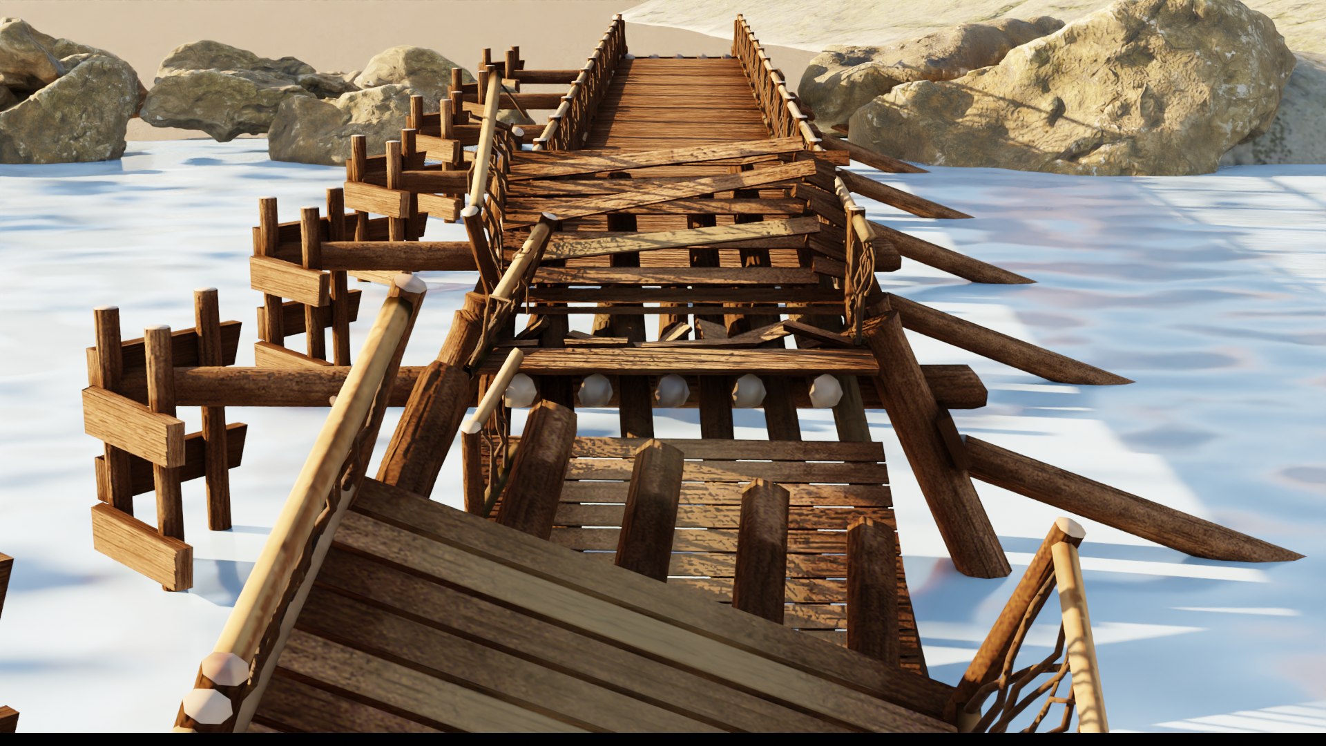 Wooden Broken Roman Bridge Model - TurboSquid 2240930