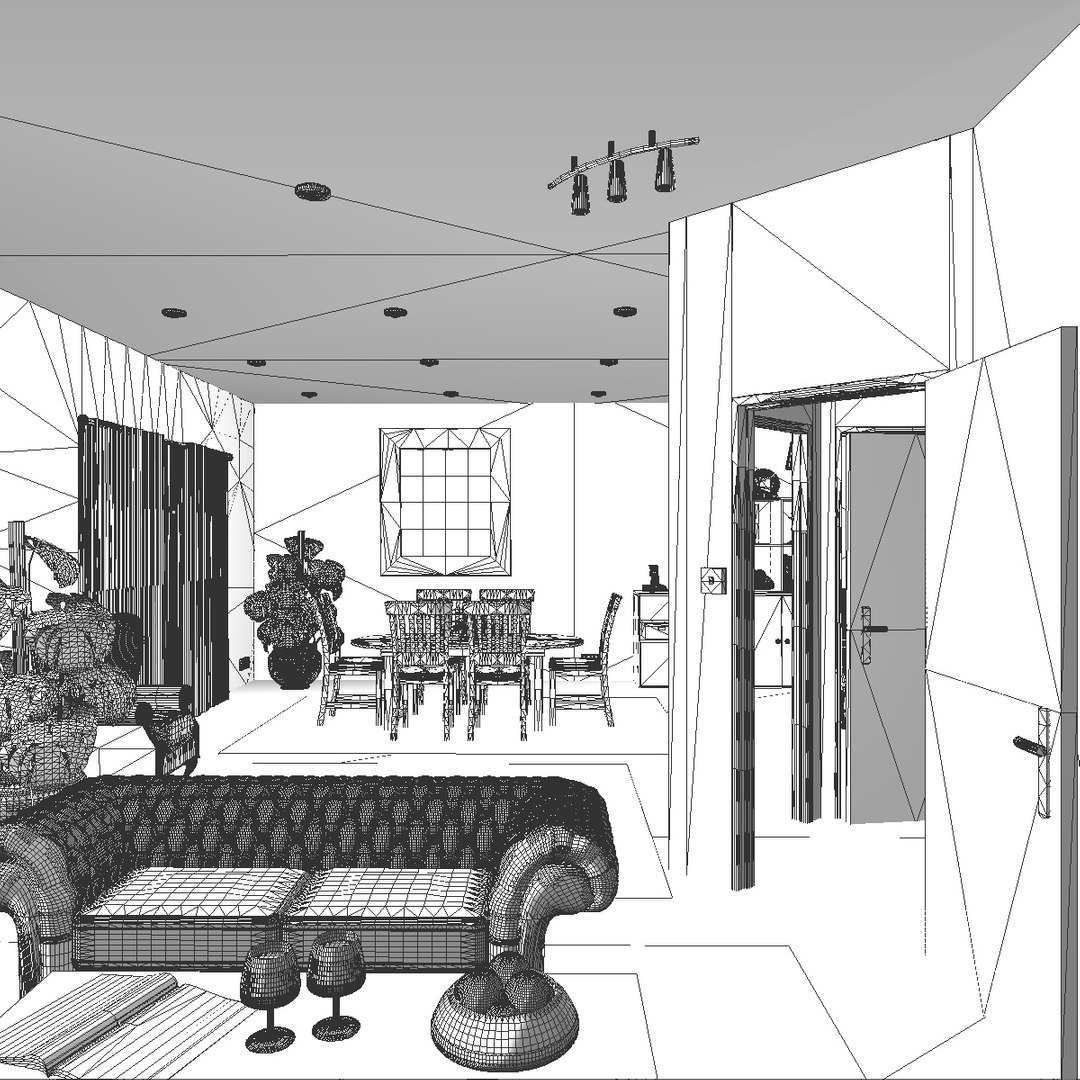 3d timber living room model