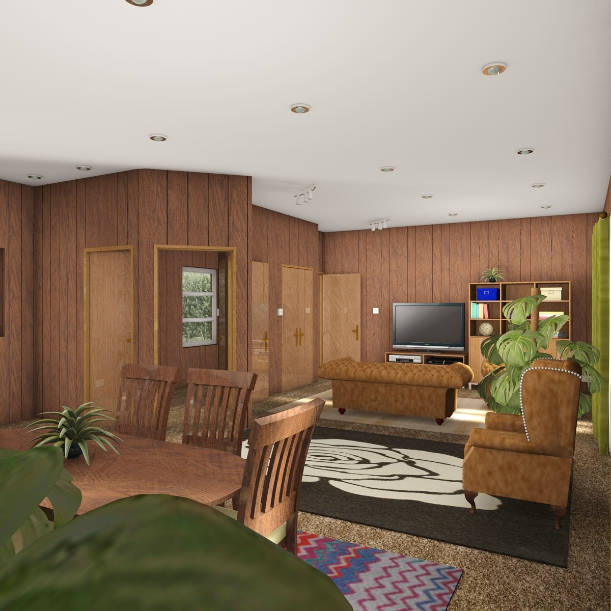 3d timber living room model