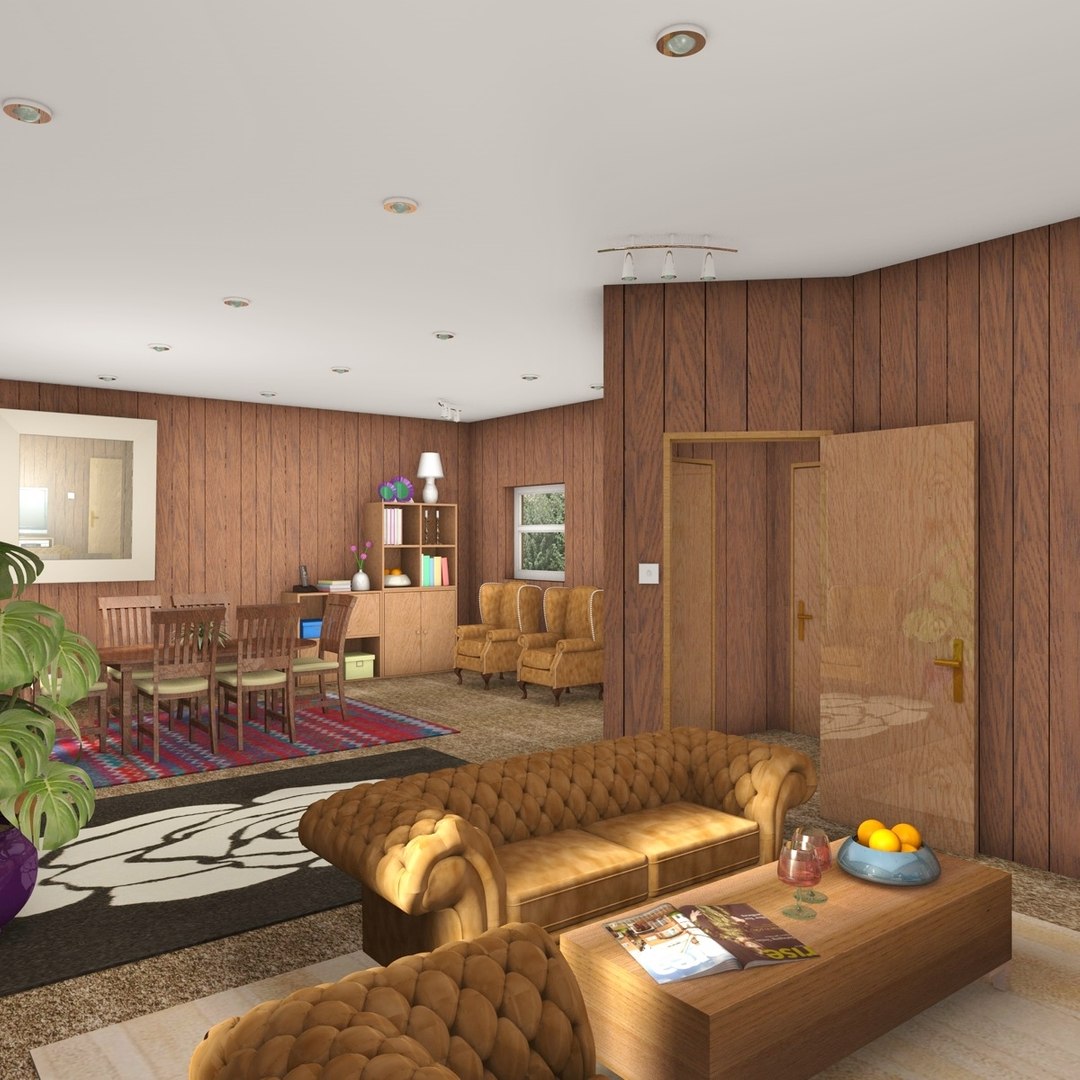 3d timber living room model
