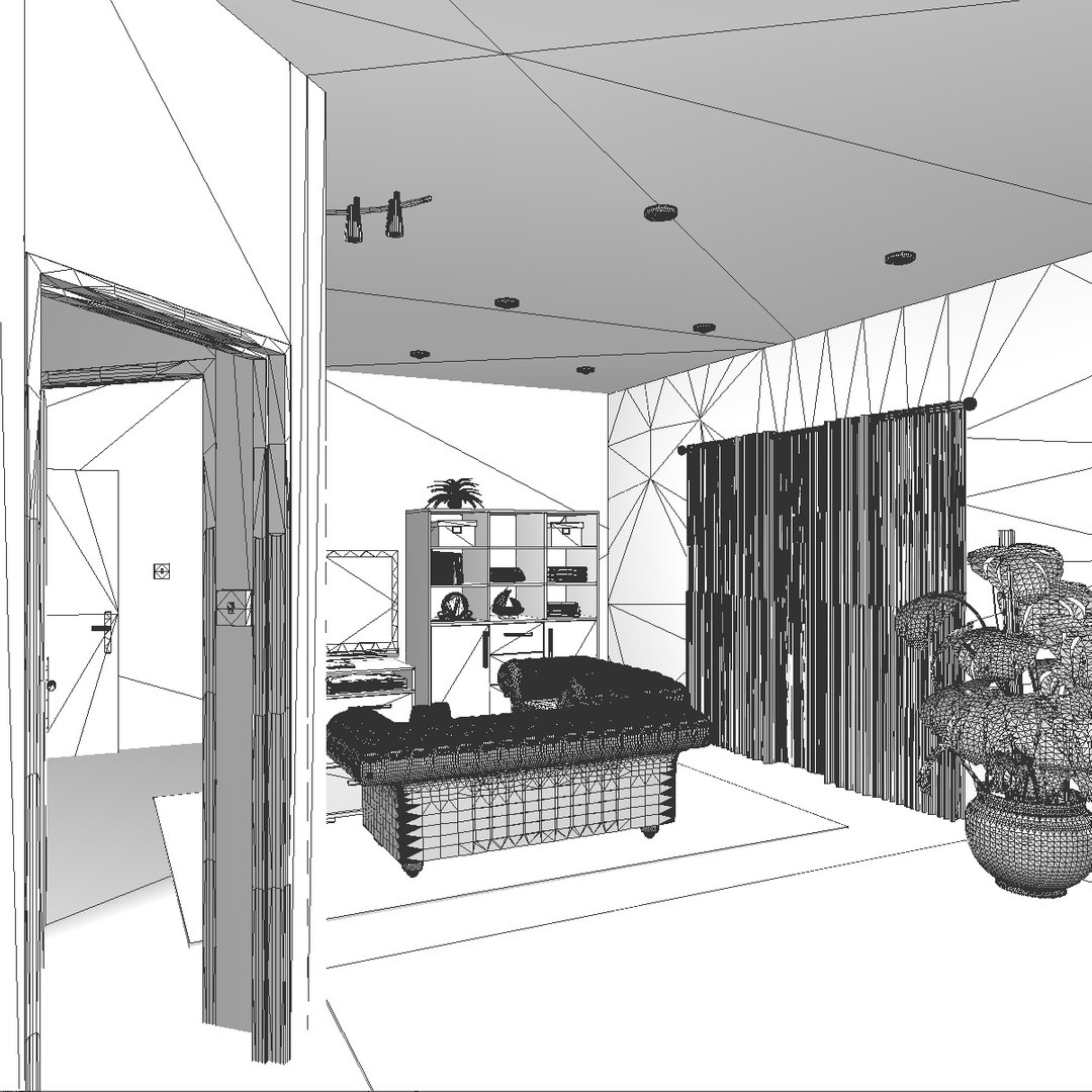 3d timber living room model