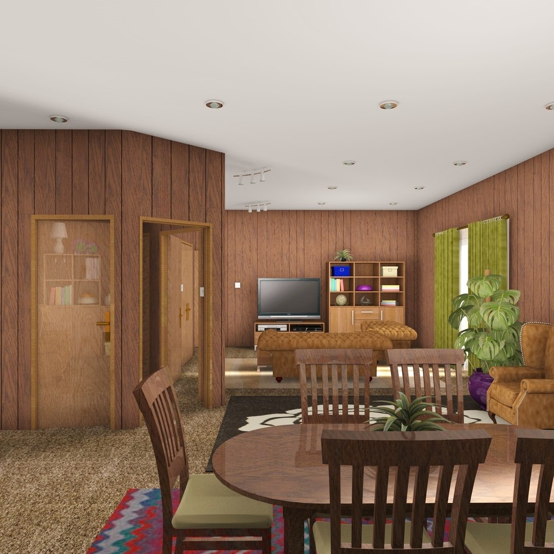 3d timber living room model