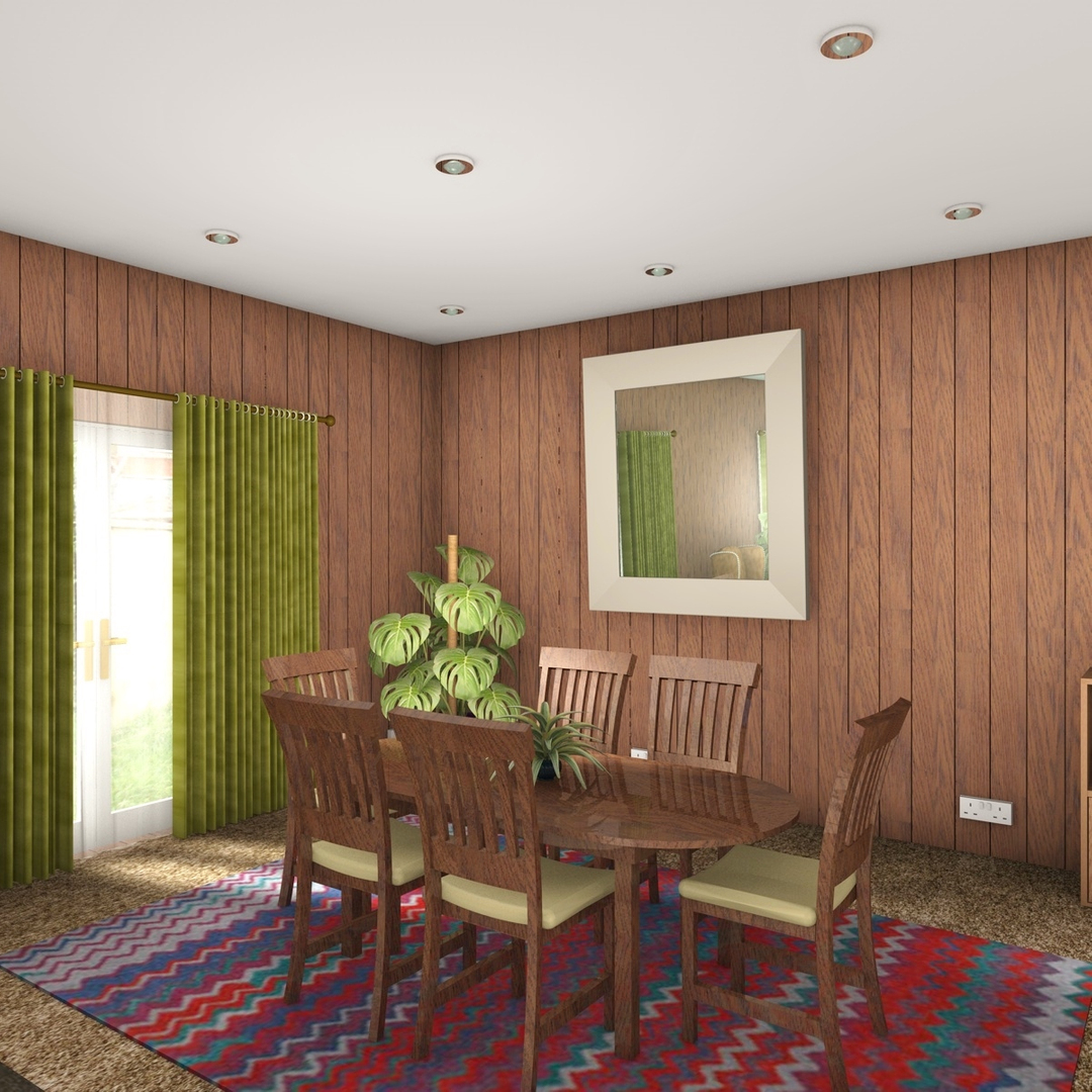 3d timber living room model