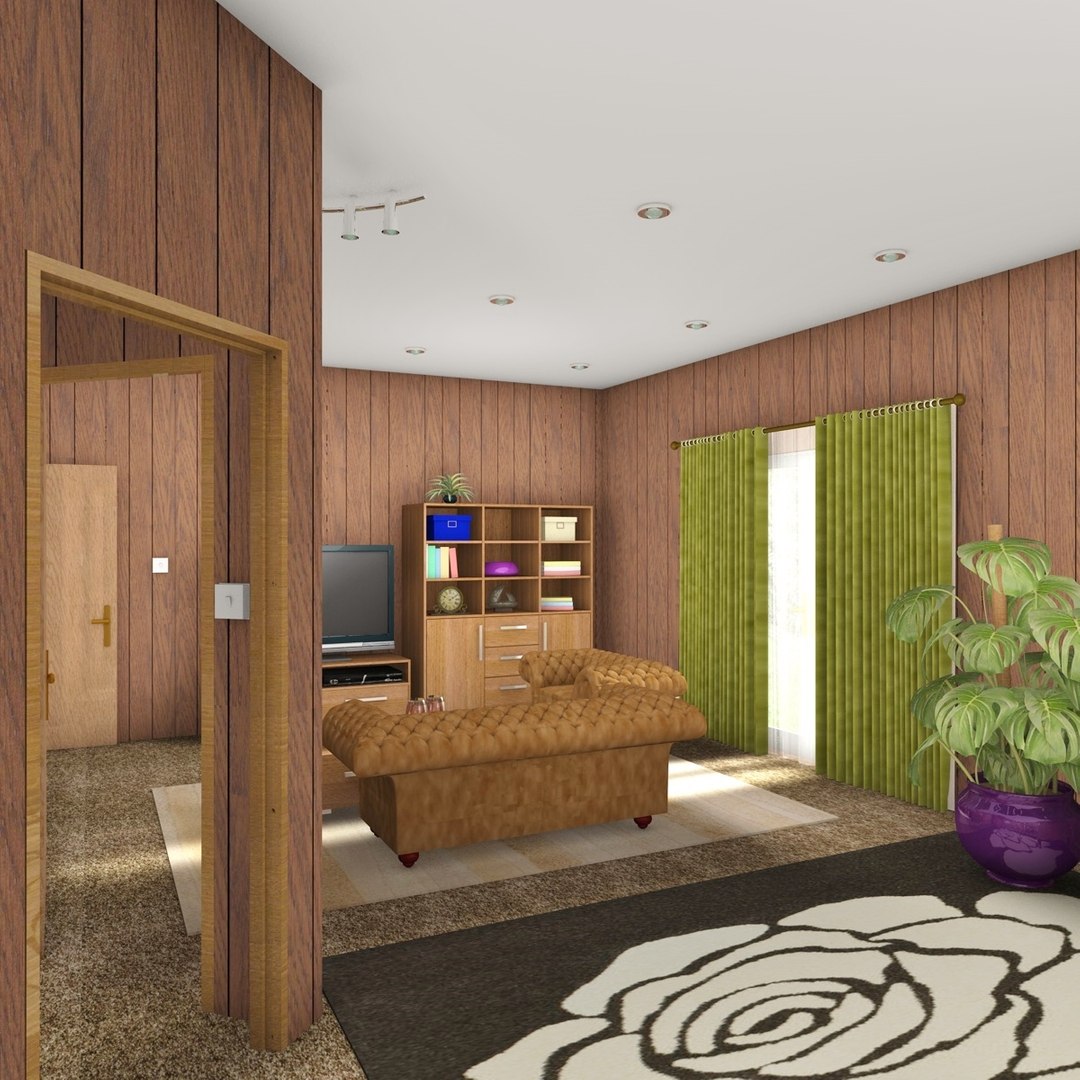 3d timber living room model
