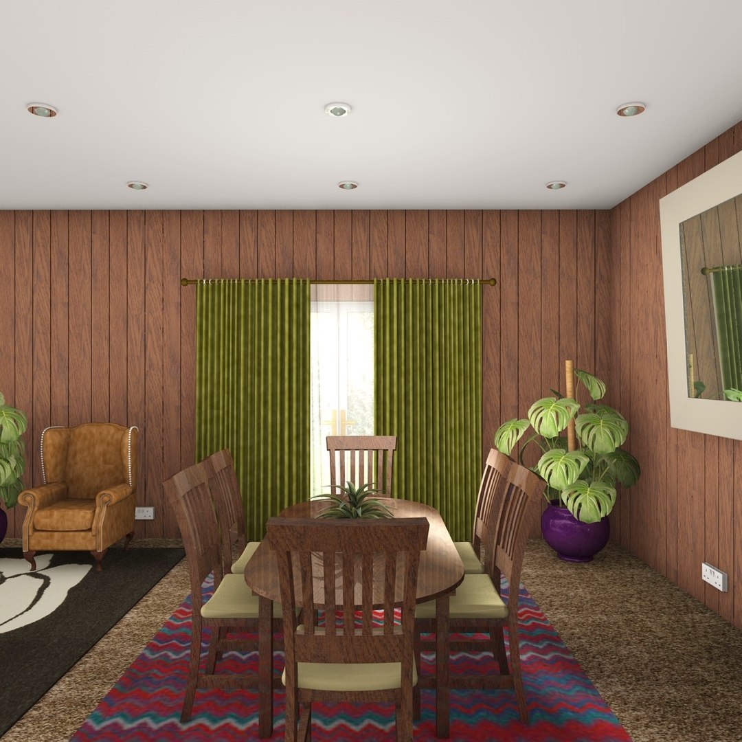 3d timber living room model
