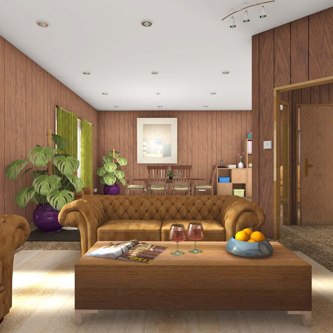 3d timber living room model