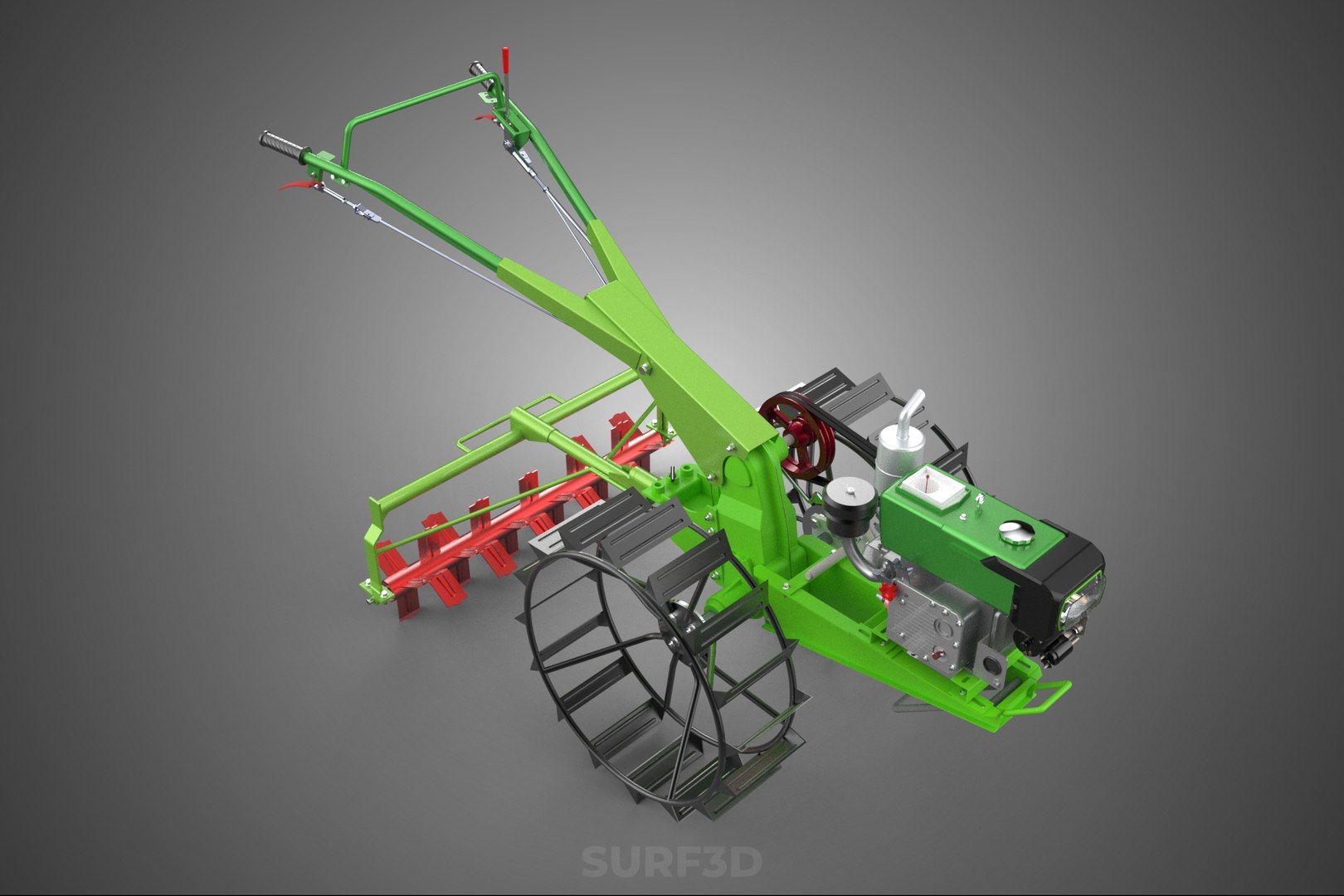 3D MINI TRACTOR ROTO ROTARY ROTAVATOR DIESEL CULTIVATOR TILLER PLOW ...