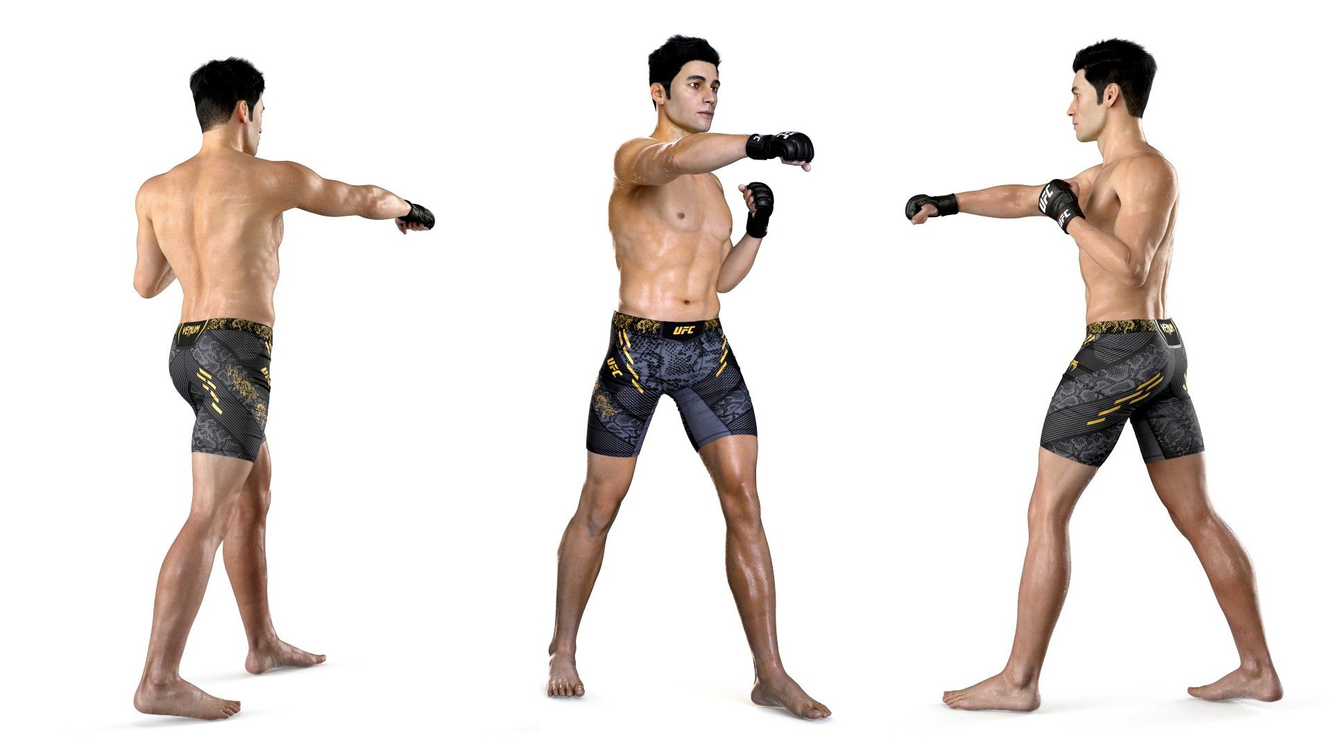 UFC MMA Fighter In Kicking Stance Sweaty Fur 3D Model - TurboSquid 2334007