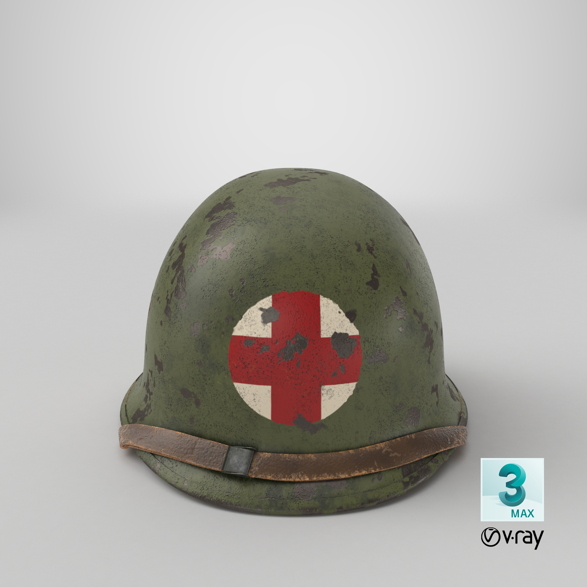 medic helmet m1 red cross 3d model