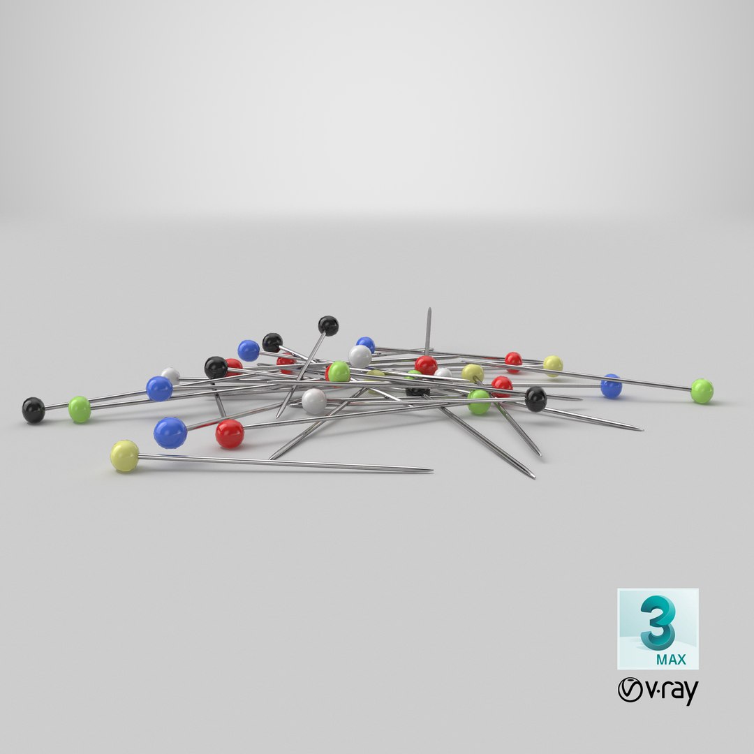 3D Model Pile Glass Headed Pins - TurboSquid 1463369