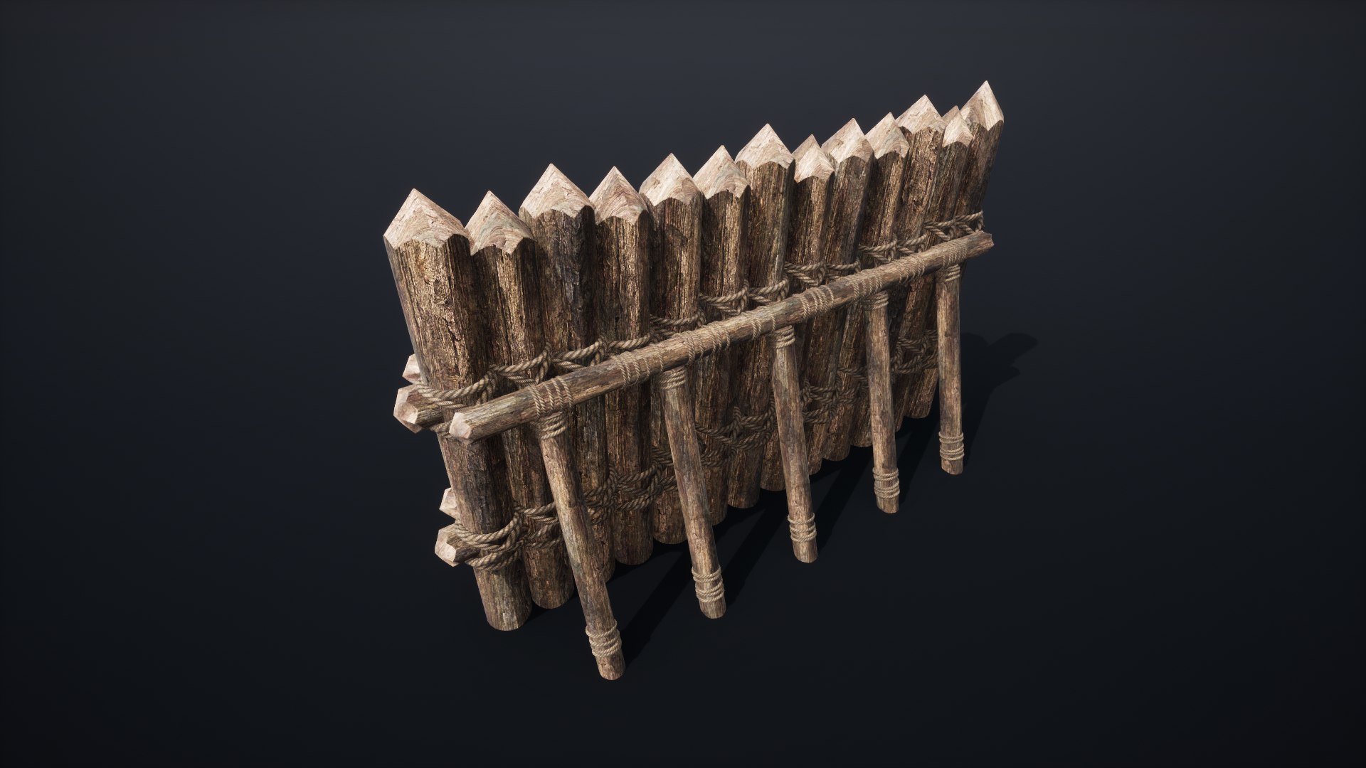 3D Model PALISADE BARRIER BARRICADE FORT WALL DAM WOODEN MEDIEVAL ...
