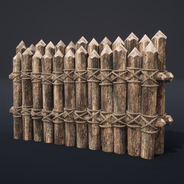 PALISADE BARRIER BARRICADE FORT WALL DAM WOODEN MEDIEVAL VILLAGE 3D 모델 ...