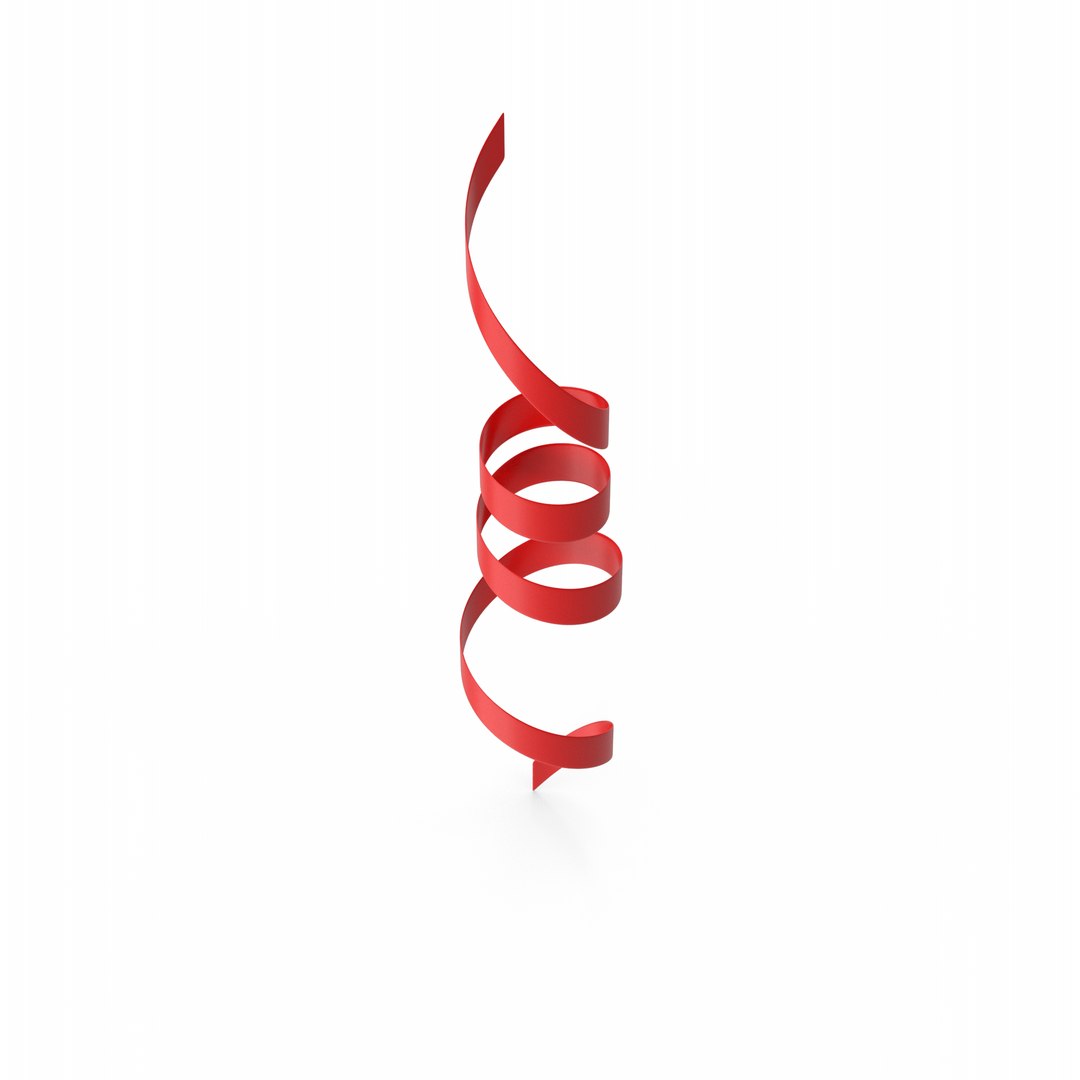 3D Red Curly Ribbon - TurboSquid 2028093