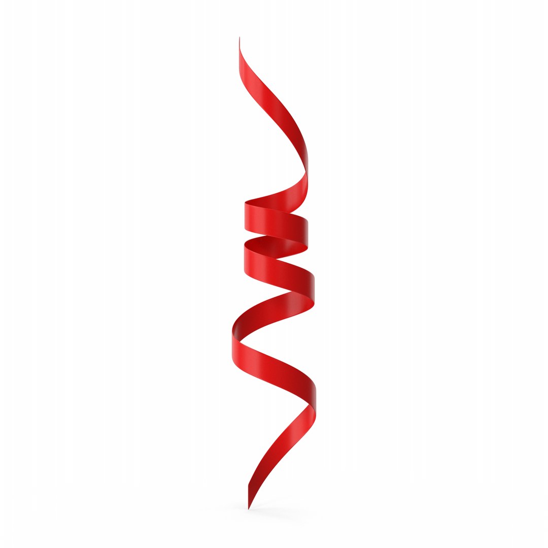 3D Red Curly Ribbon - TurboSquid 2028093