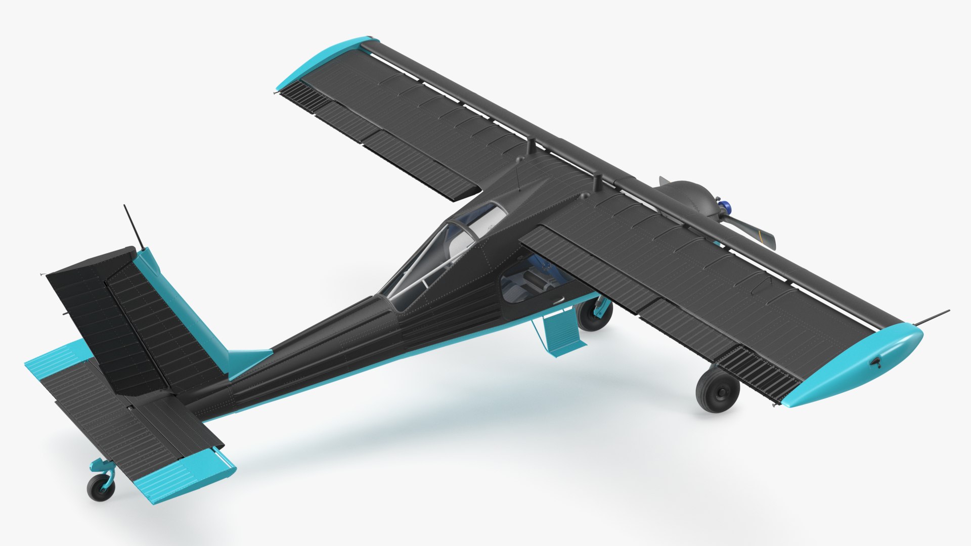 3D Civil Aviation Motor Airplane Black Simple Interior Model ...