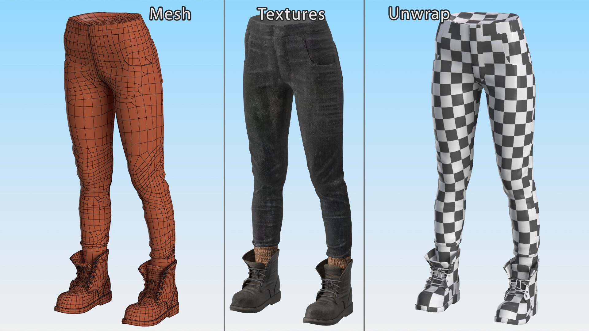 Lower Body In Pants And Boots Model - TurboSquid 2259028