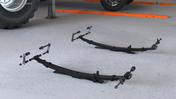 modelo 3d Vista despiezada del conjunto de ballestas traseras ...