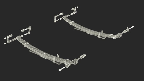 modelo 3d Vista despiezada del conjunto de ballestas traseras - TurboSquid 2402481
