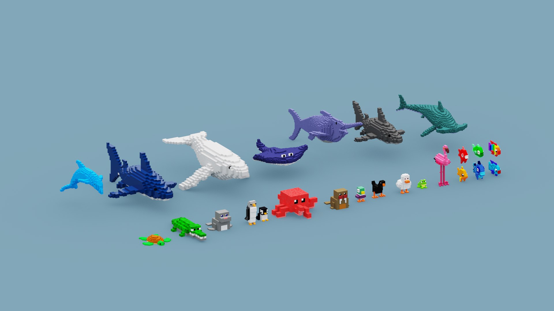 3D Voxel Sea Animals - TurboSquid 2094016