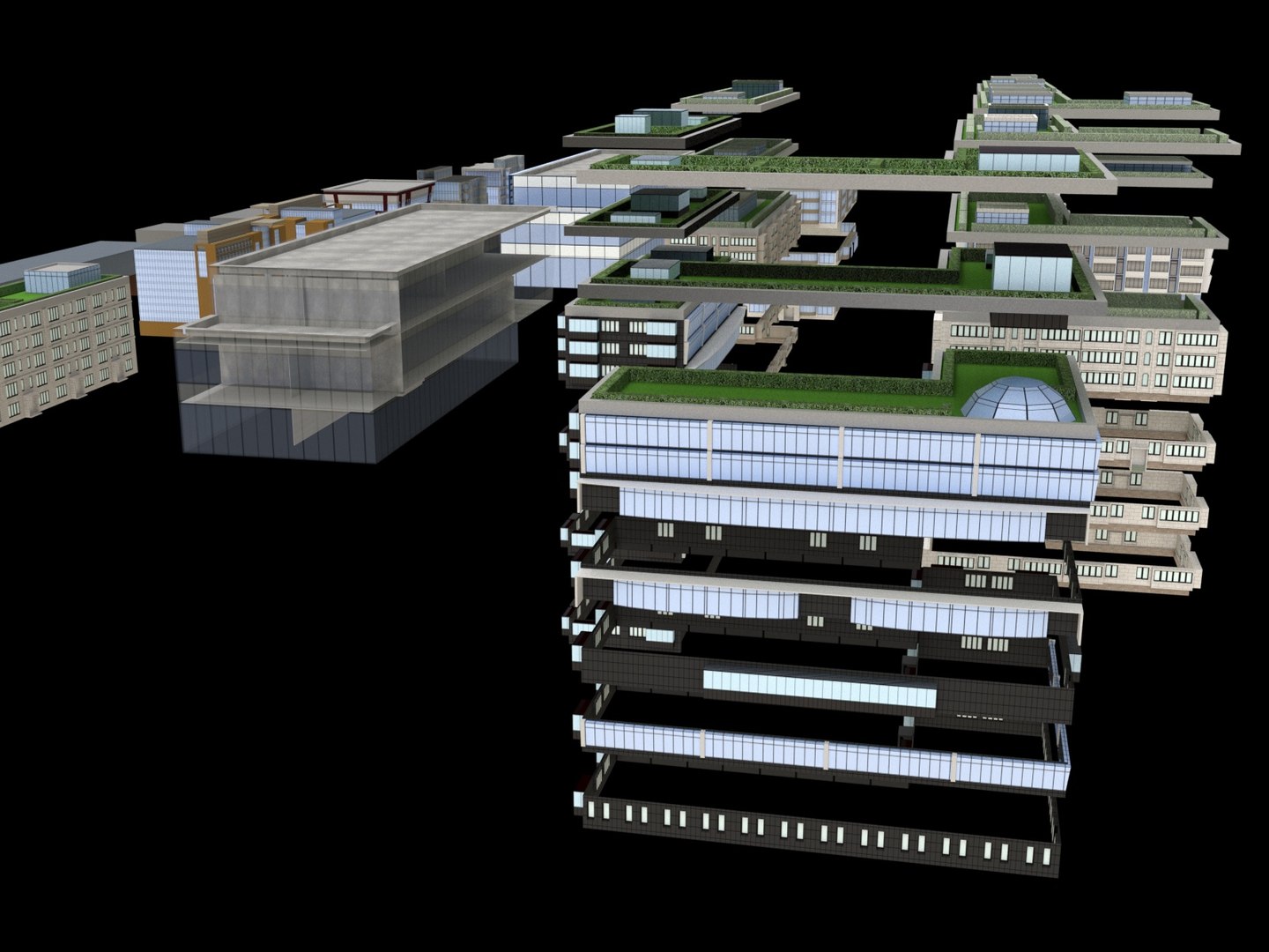 3d model of kit buildings