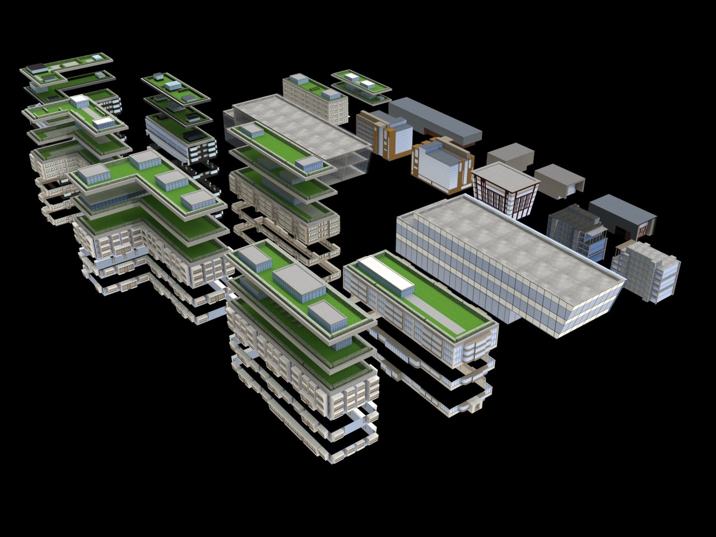 3d model of kit buildings
