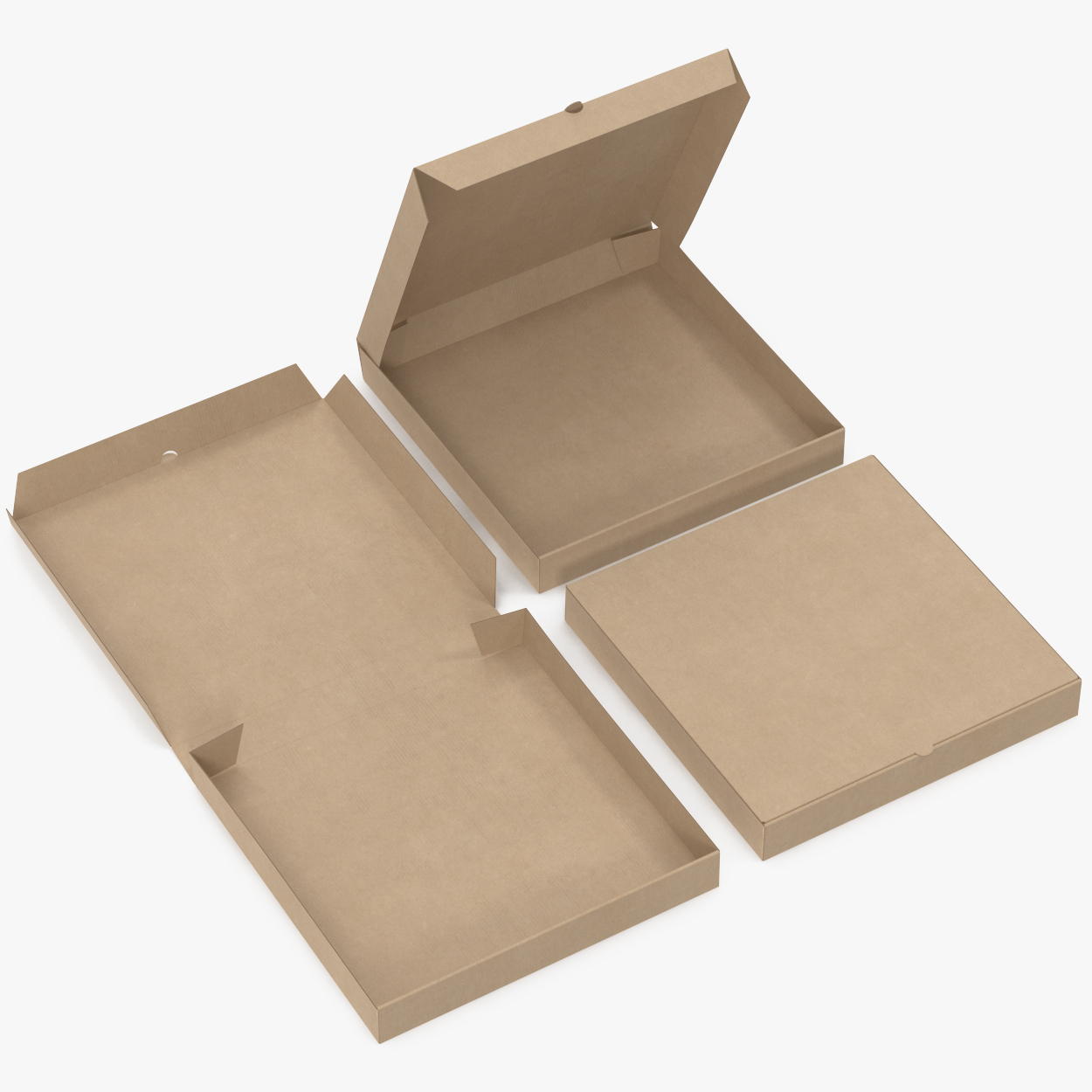 3D pizza boxes kraft paper model - TurboSquid 1702045