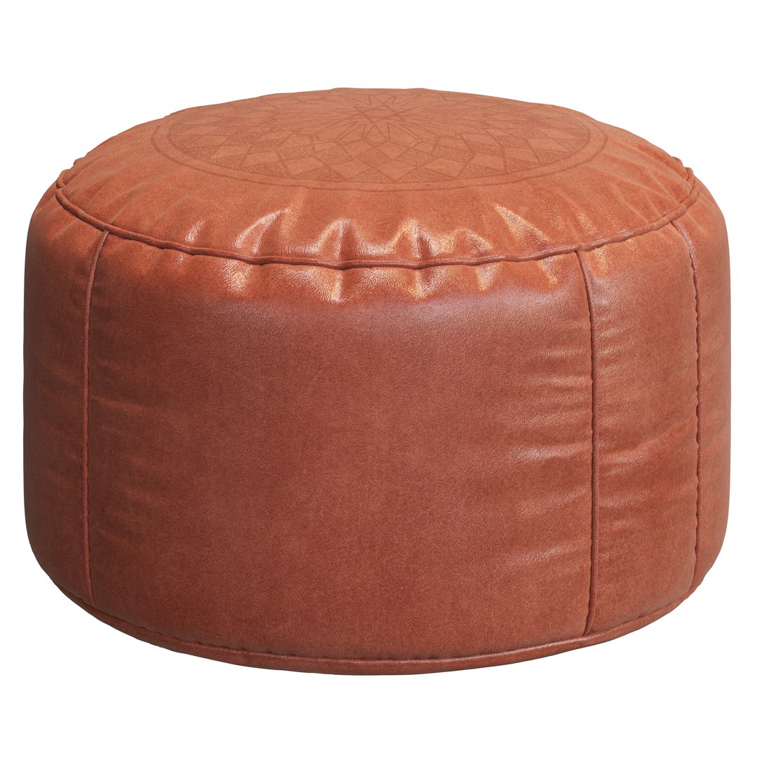 Solid Colour Leather Pouf Model - TurboSquid 2262626