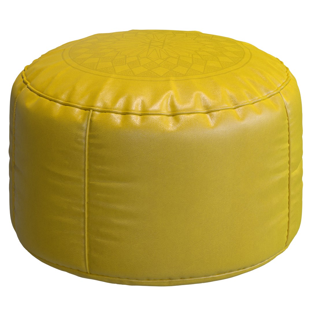 Solid Colour Leather Pouf Model - TurboSquid 2262626