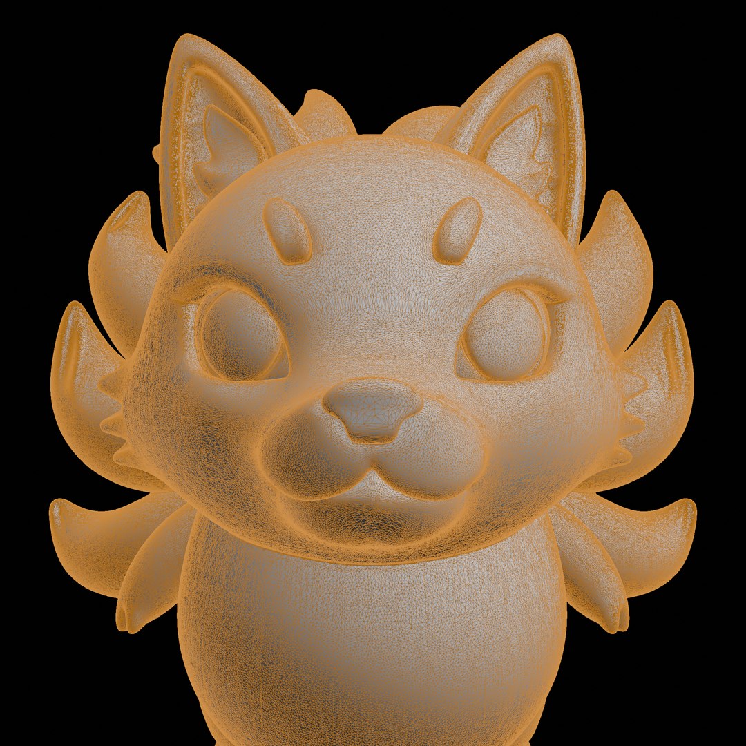 3D Chibi Kitsune Figurine 3D Print Model Cute Fantasy Figure Model ...