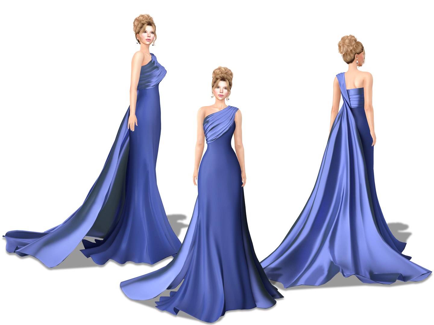 Royal Blue Dress 3D Model - TurboSquid 2072195
