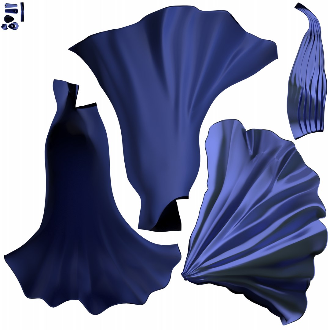 Royal Blue Dress 3D Model - TurboSquid 2072195