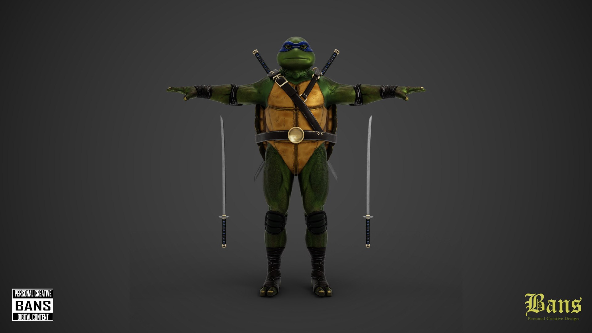 3D REALISTIC LEONARDO TMNT - TurboSquid 2085298