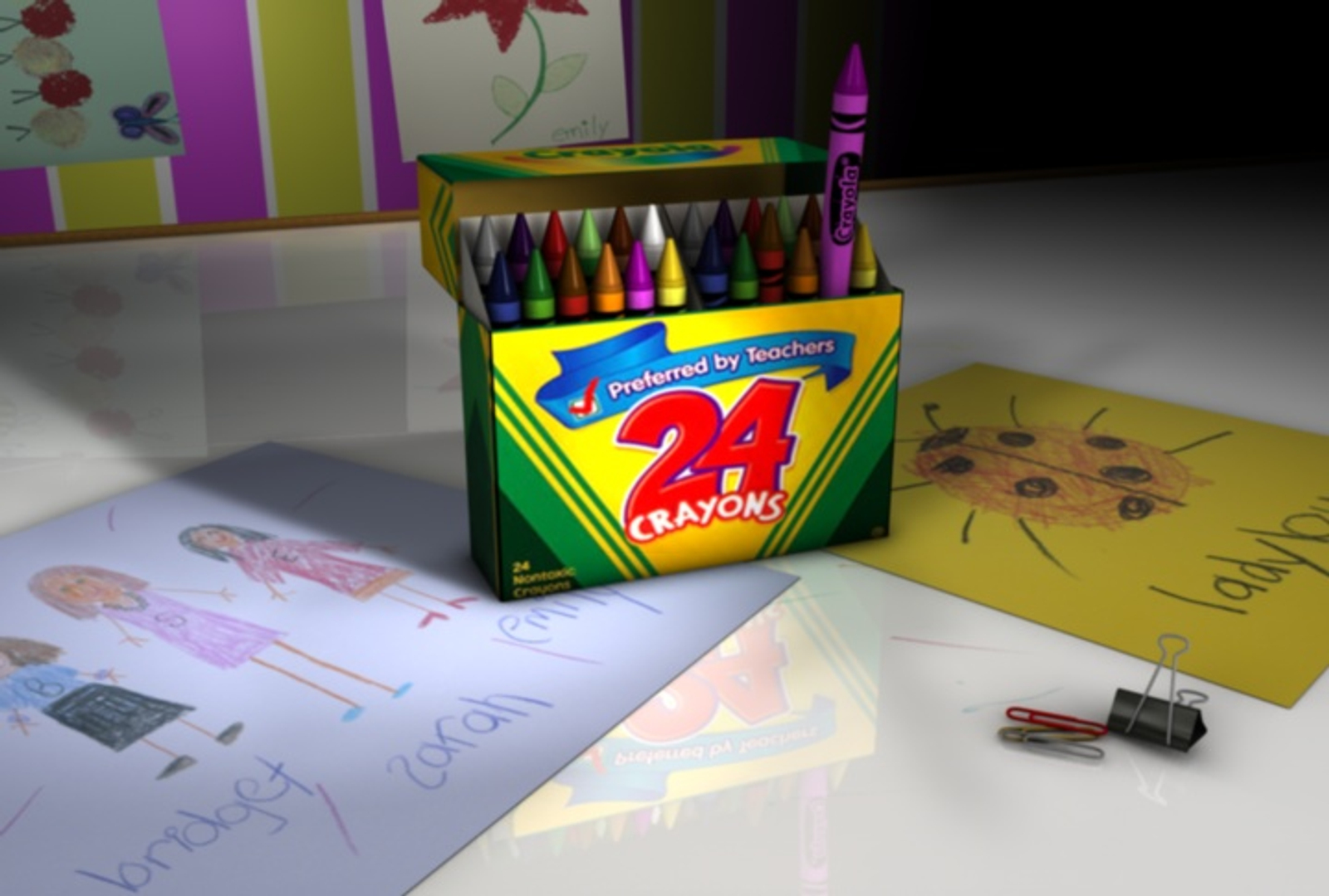 3d model box crayons