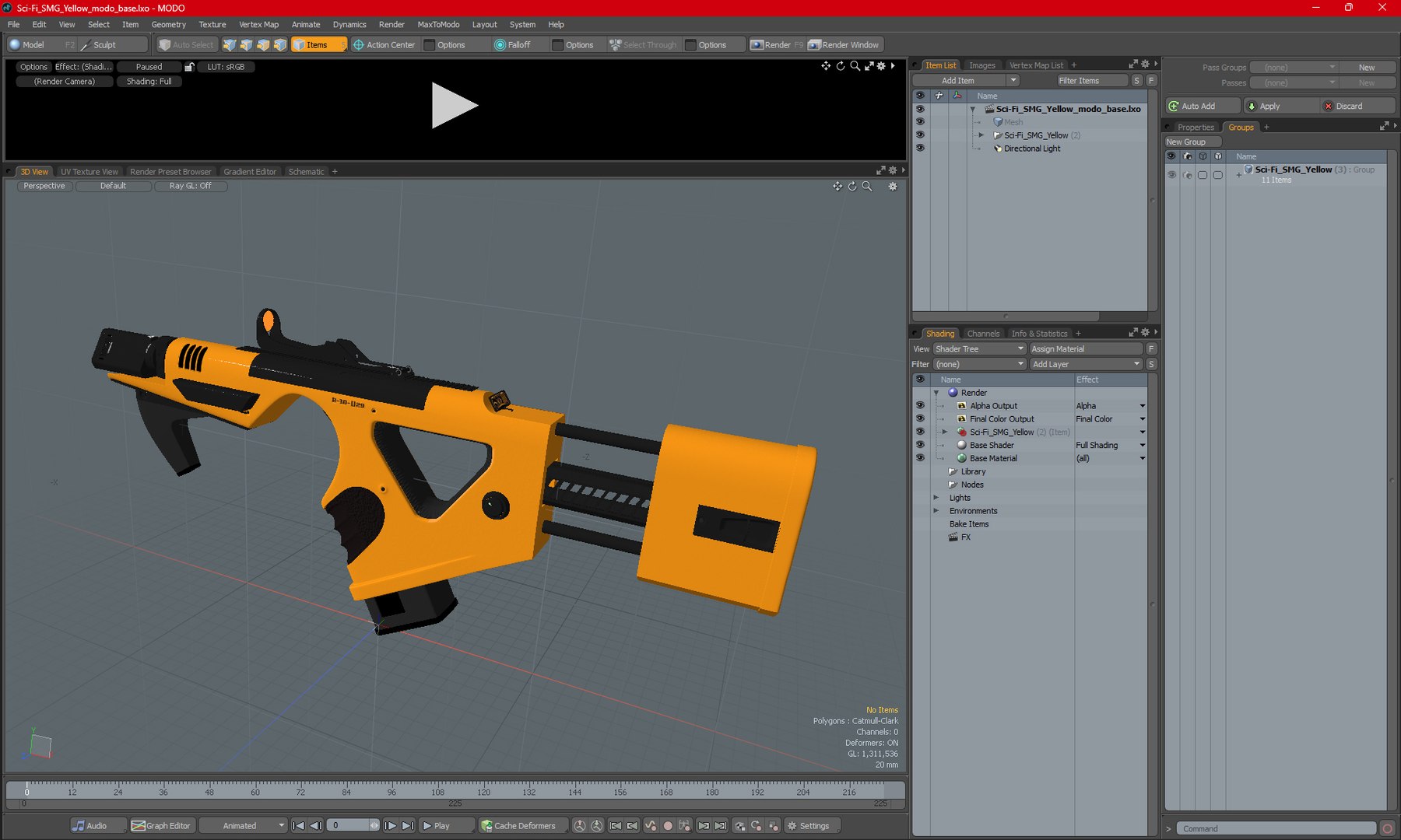 Sci-Fi SMG Yellow 3D Model - TurboSquid 2112411