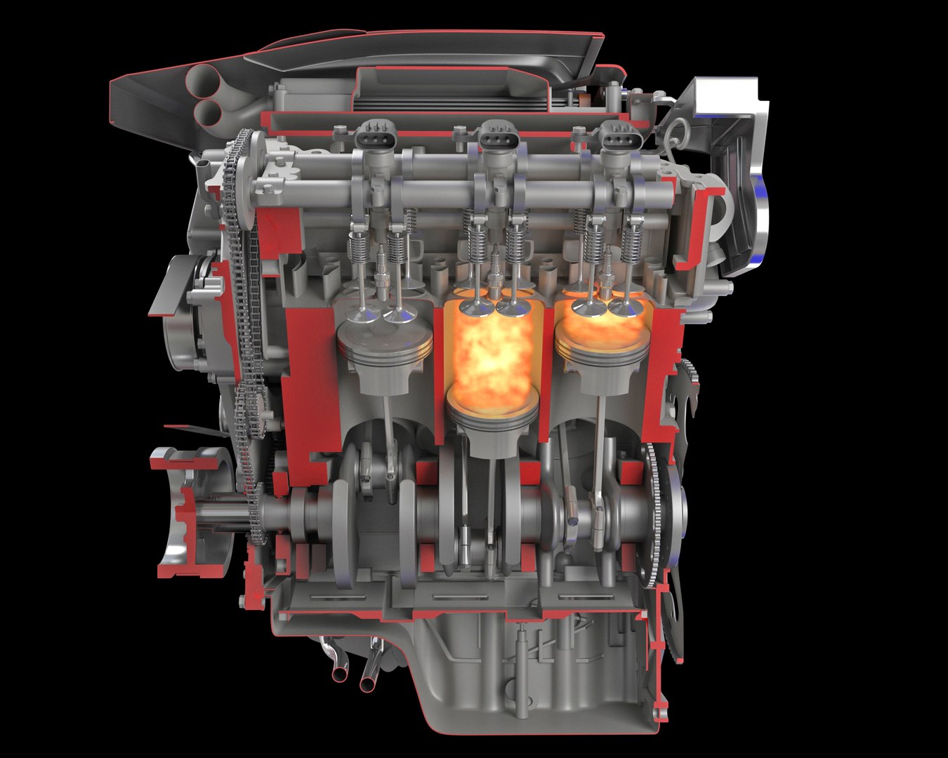 3D Sectioned V6 Engine Gasoline - TurboSquid 1344886