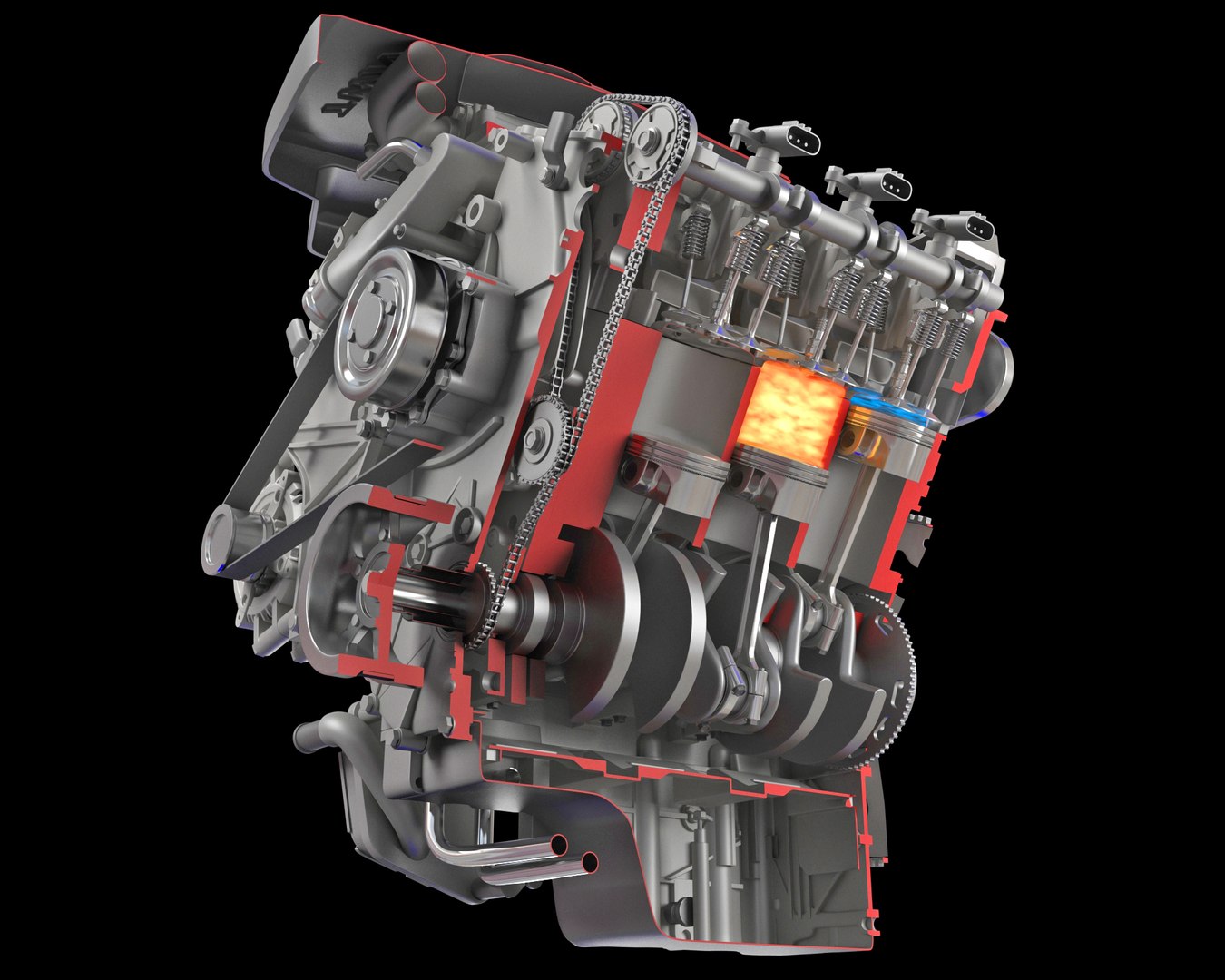 3D Sectioned V6 Engine Gasoline - TurboSquid 1344886