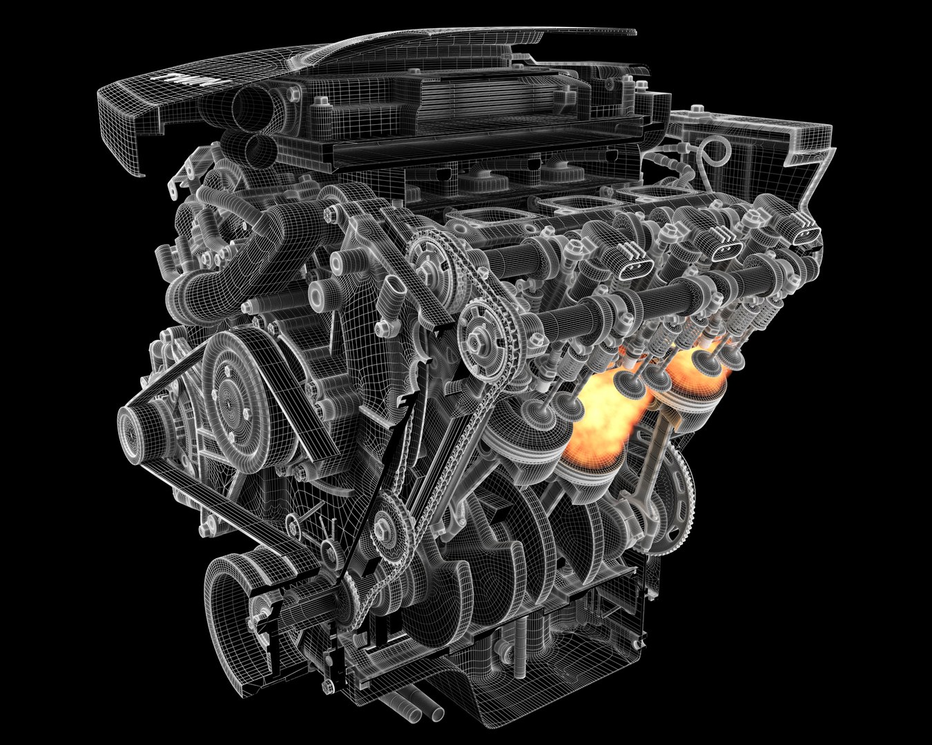 3D sectioned v6 engine gasoline - TurboSquid 1344886