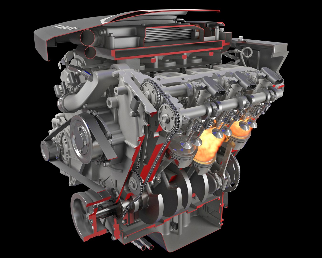 3D Sectioned V6 Engine Gasoline - TurboSquid 1344886