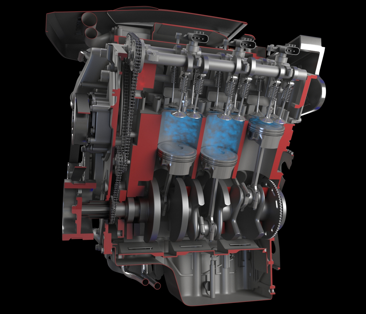 3D Sectioned V6 Engine Gasoline - TurboSquid 1344886
