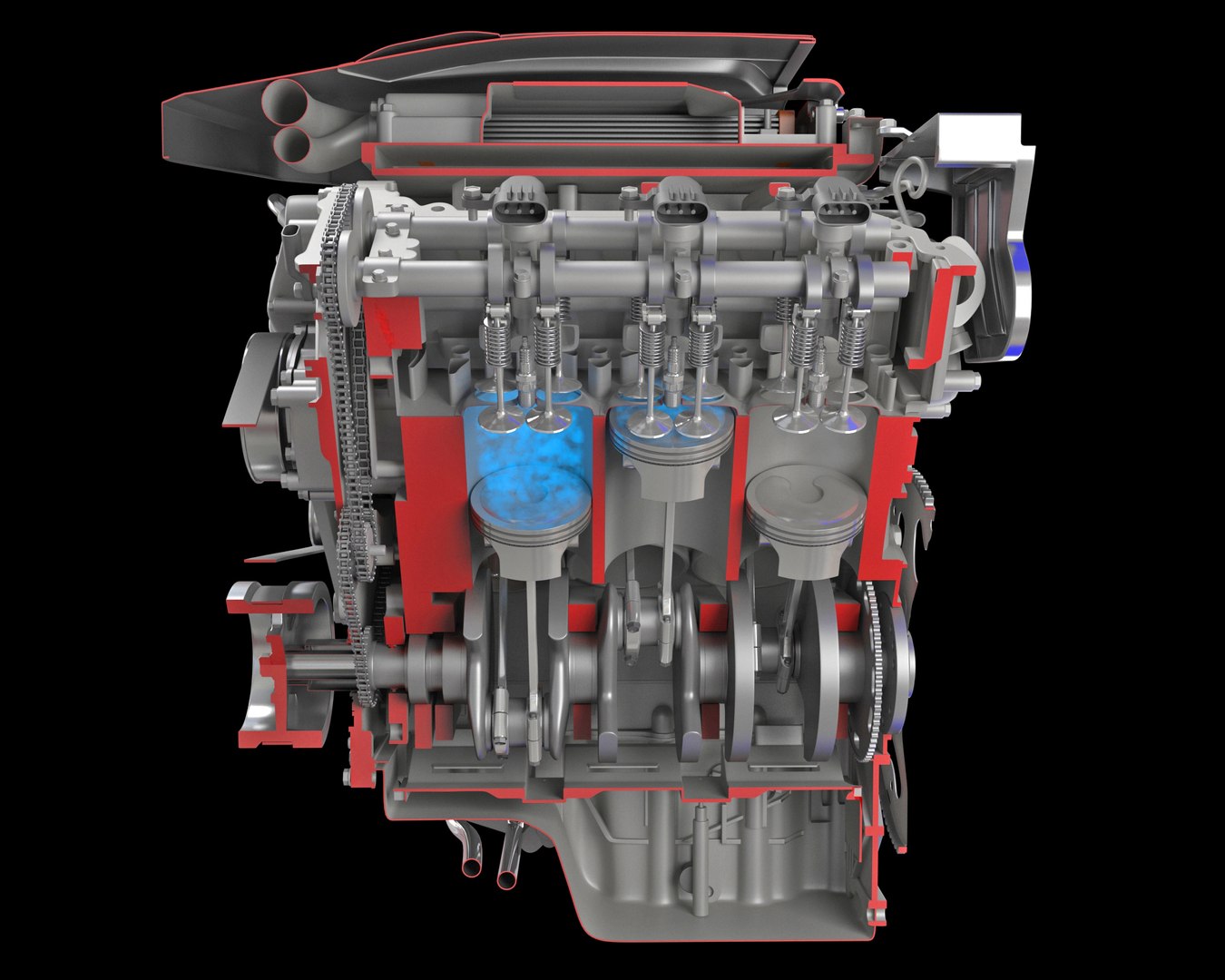 3D Sectioned V6 Engine Gasoline - TurboSquid 1344886