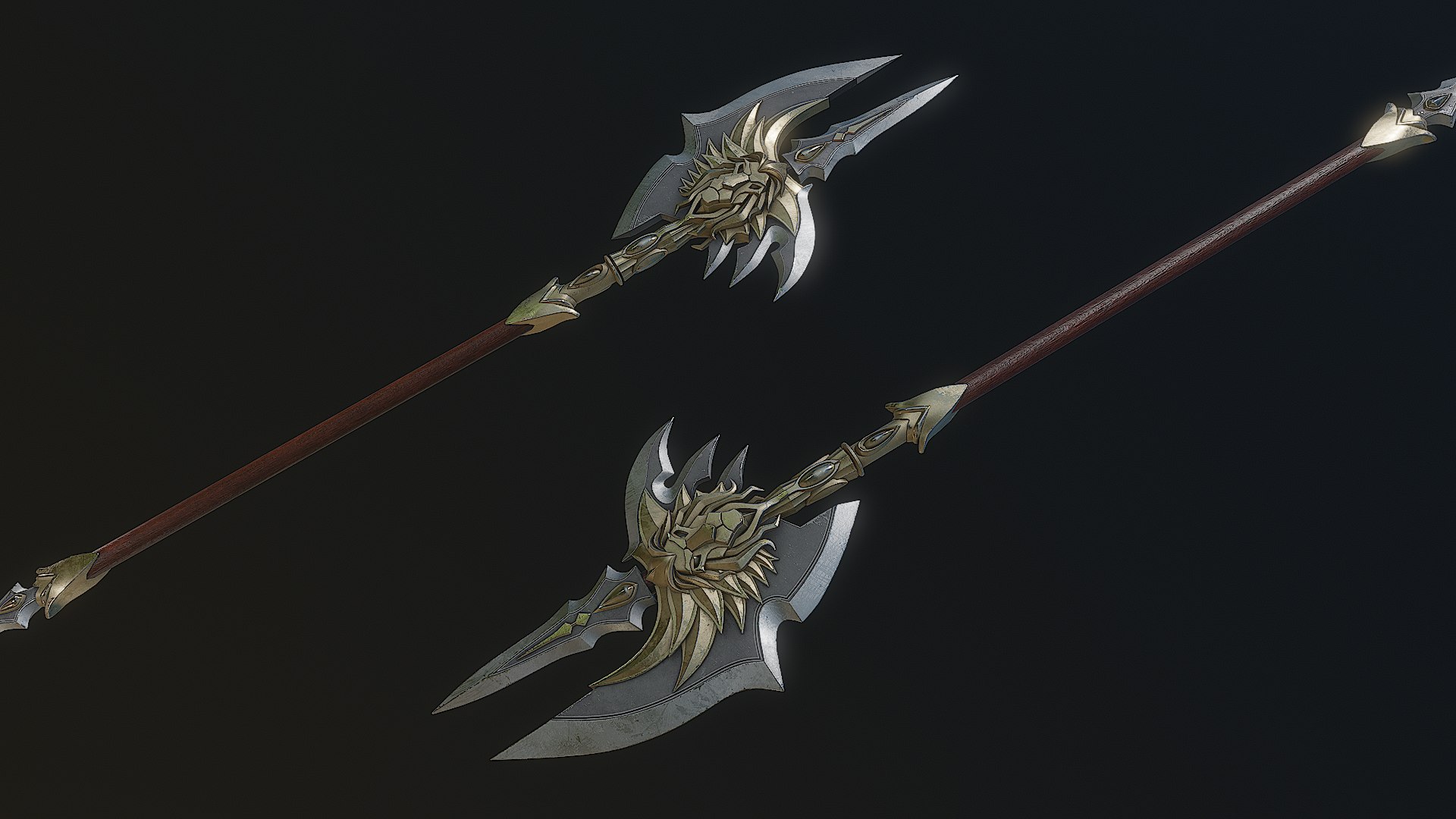 Free 3D Lion Warhead Halberd Free Model - TurboSquid 2385314