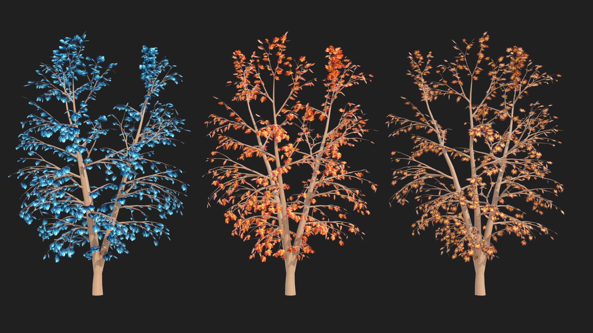 3D Types Texture Of Leaves And Trees Low Poly - TurboSquid 2226330
