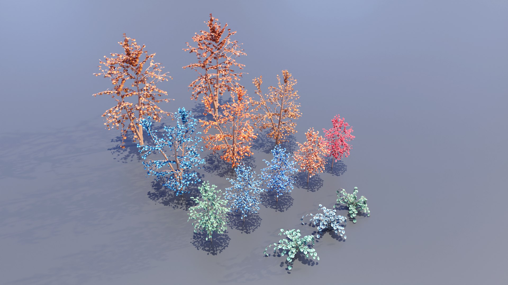 3D Types Texture Of Leaves And Trees Low Poly - TurboSquid 2226330