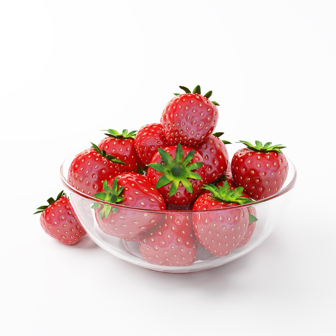 Strawberries Bowl 3D Model - TurboSquid 1279803