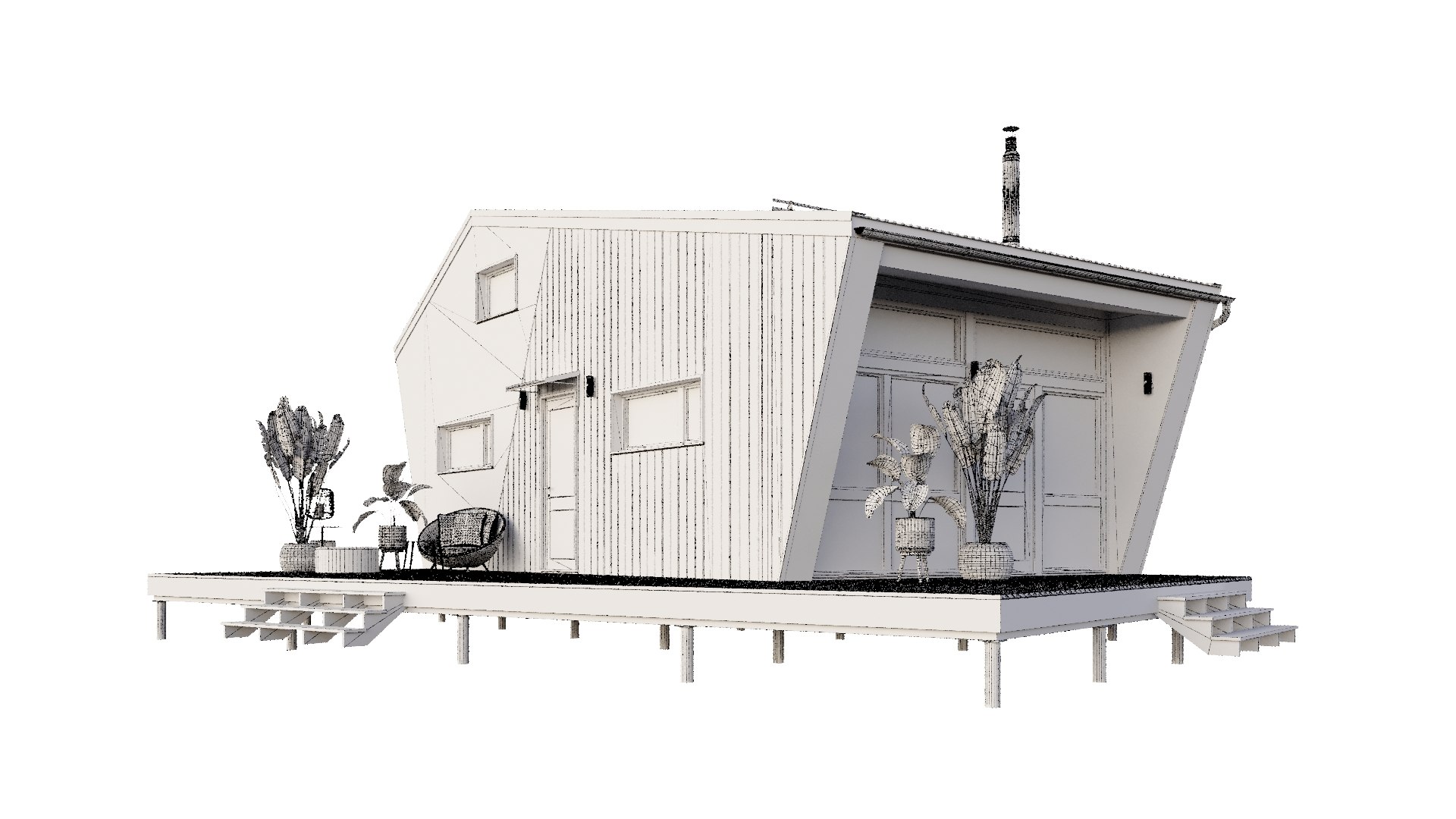 3D Futuristic Wooden Cabin - TurboSquid 2055581