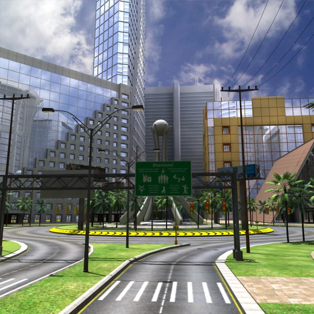 cityscape intersection 3d model