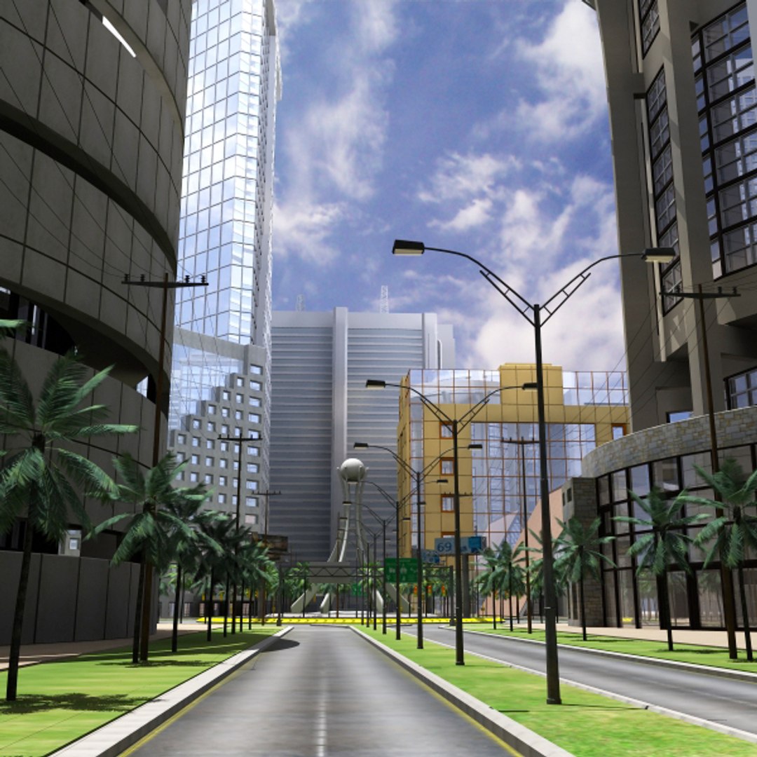 cityscape intersection 3d model