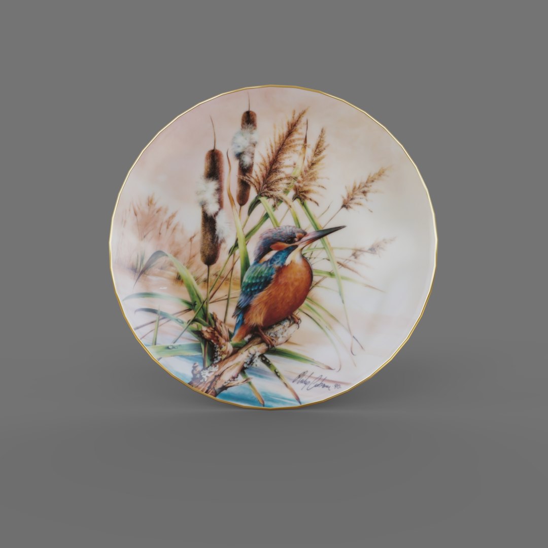 3D model souvenir plate Bird collection kingfisher 20cm - TurboSquid ...