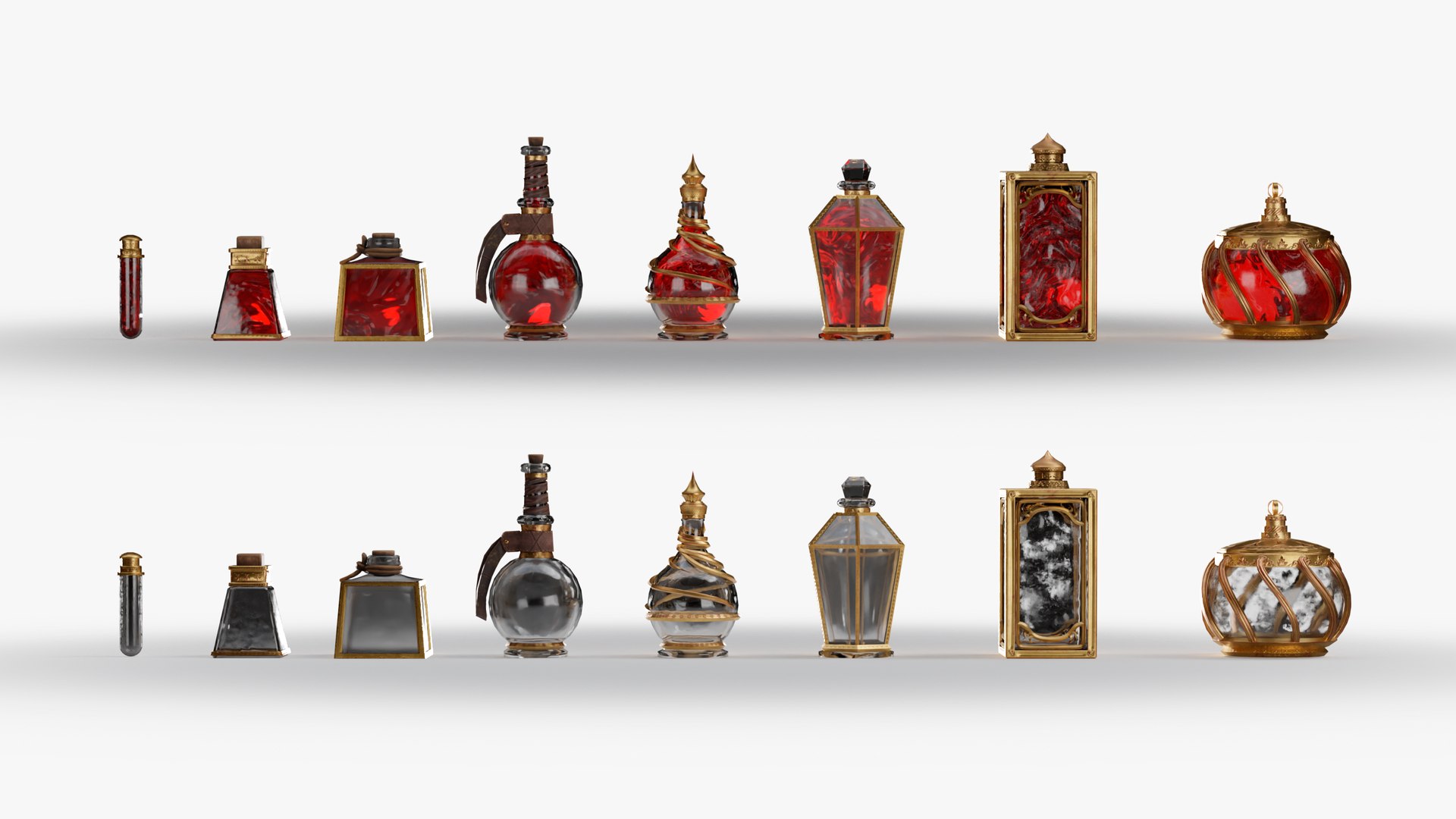 Health Potion Bottle Set 3D Model - TurboSquid 1795451